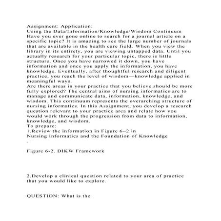 Assignment ApplicationUsing the DataInformationKnowledgeWisdo.docx