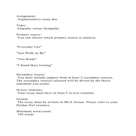 Assignment Argumentative essay dueTopic Empathy versus Sym.docx
