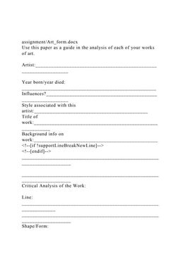 Artists project worksheets | PDF