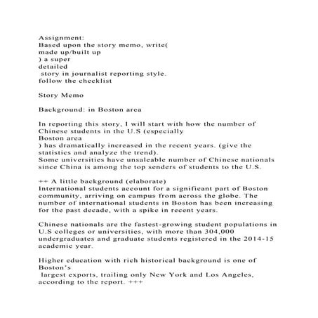 AssignmentBased upon the story memo, write(made upbuilt up) .docx