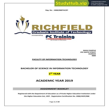 ASSIGNMENT BOOKLET 2019 1ST YEAR (BSc) | PDF