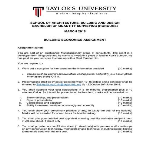 Assignment - Cost Plan | PDF