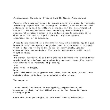 Assignment Capstone Project Part II Needs AssessmentPeople | PDF