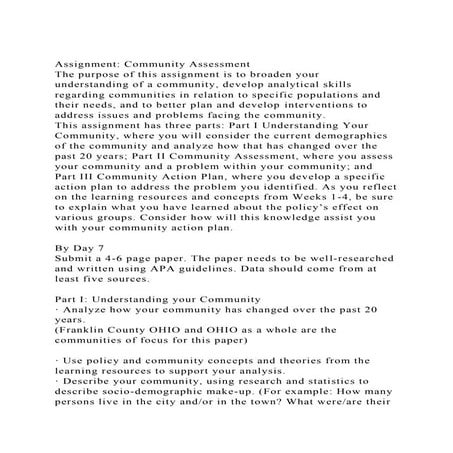 Assignment Community AssessmentThe purpose of this assignment i.docx