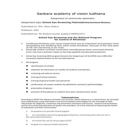 Assignment community optom | PDF