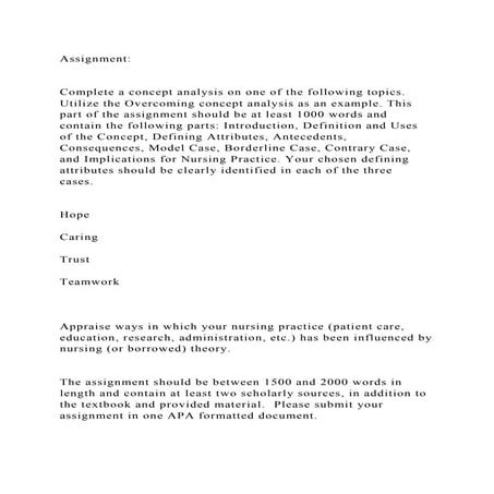 AssignmentComplete a concept analysis on one of the following.docx