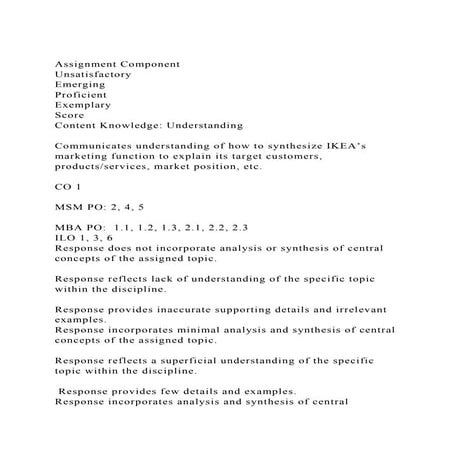 Assignment ComponentUnsatisfactoryEmergingProficientExempl.docx