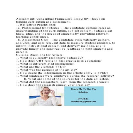 Assignment Conceptual Framework Essay(RP) focus on linking curri.docx