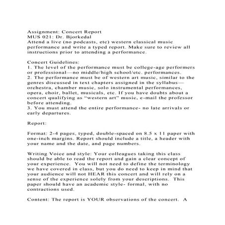 Assignment Concert ReportMUS 021 Dr. BjorkedalAttend a live .docx