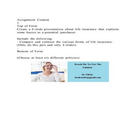 Assignment Content1. Top of FormCreate a 4-slide presentatio | PDF