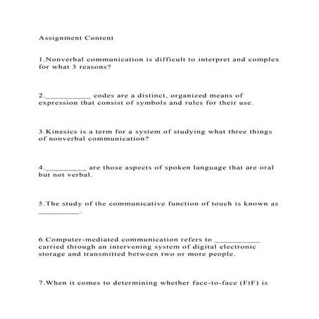 Assignment Content1.Nonverbal communication is difficult to in.docx