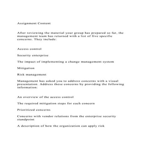 Assignment ContentAfter reviewing the material your group .docx