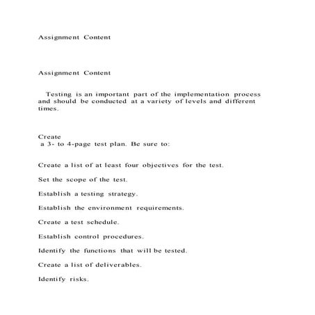 Assignment Contentassignment Content Testing Is An Docx