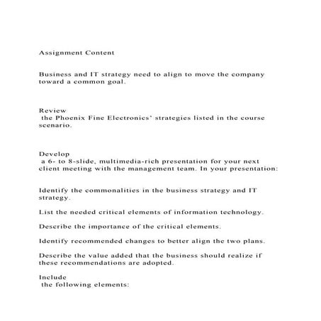 Assignment ContentBusiness and IT strategy need to align t.docx