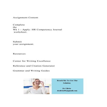 Assignment ContentComplete the Wk 1 - Apply HR Compet.docx | Resume ...