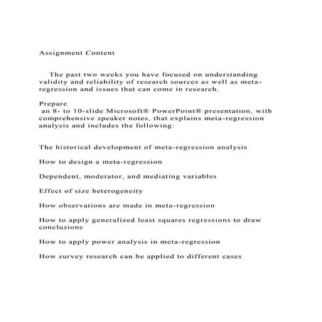 Assignment Content The past two weeks you have focused .docx