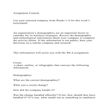 Assignment ContentUse your selected company from Weeks 1-4 for.docx