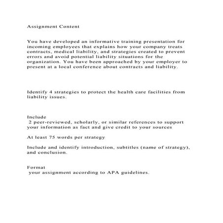 Assignment Contentyou Have Developed An Informative Training Pdocx