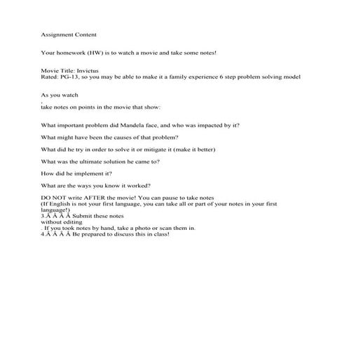 Assignment ContentYour homework (HW) is to watch a movie and take some.docx