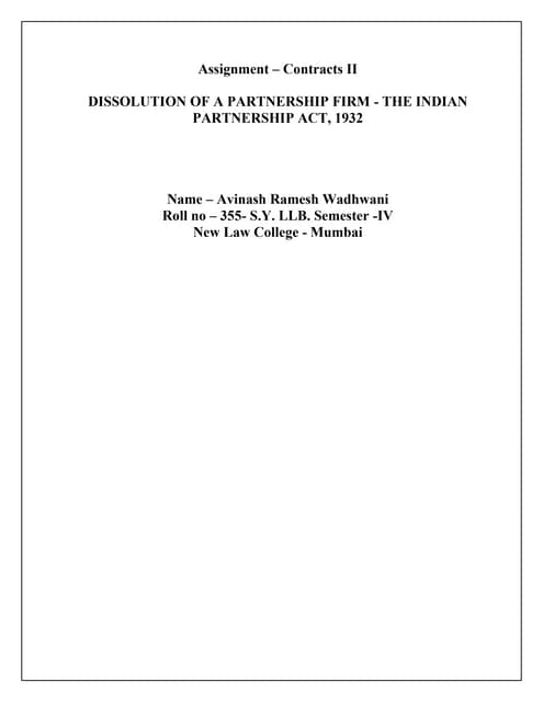 dissolution of partnership firm | PPTX