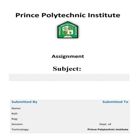 School/ College Assignment Cover Page With Logo | PDF