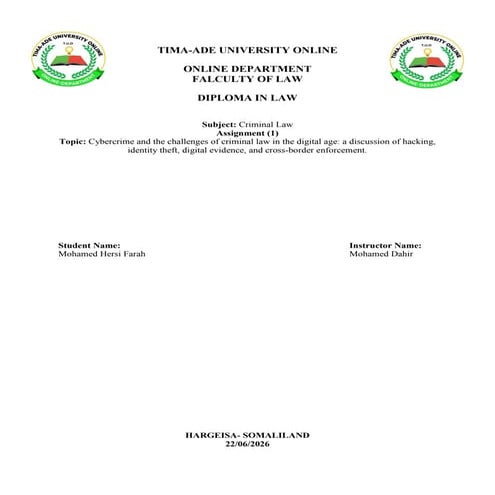 Cybercrime and Criminal Law Challenges in the Digital Age: Hacking ...