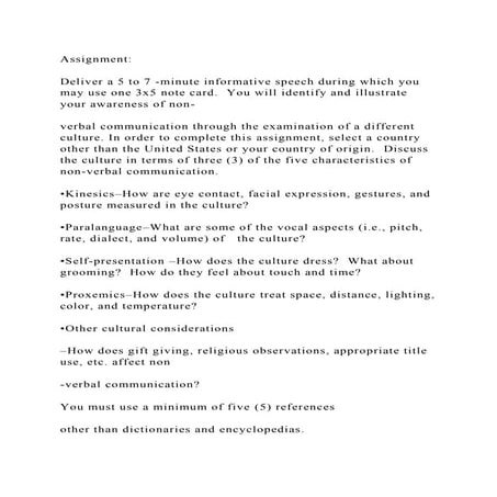AssignmentDeliver a 5 to 7 -minute informative speech during wh.docx