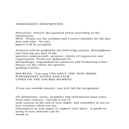 ASSIGNMENT DESCRIPTION Directions Answer the question.docx