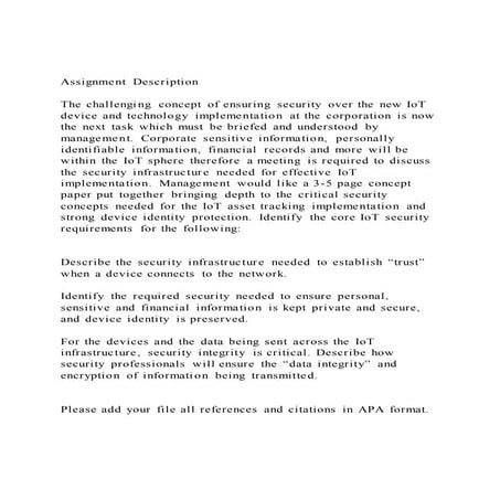 Assignment DescriptionThe challenging concept of ensuring se | PDF