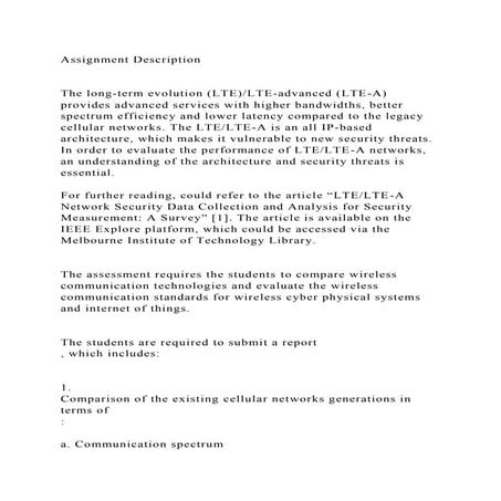 Assignment DescriptionThe long-term evolution (LTE)LTE-advanc.docx ...