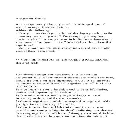 Assignment details as a management graduate, you will be an in | DOCX