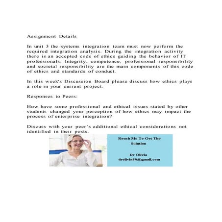 Assignment DetailsIn unit 3 the systems integration team mus | DOCX