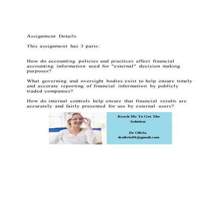 Assignment DetailsThis assignment has 3 partsHow do a | DOCX