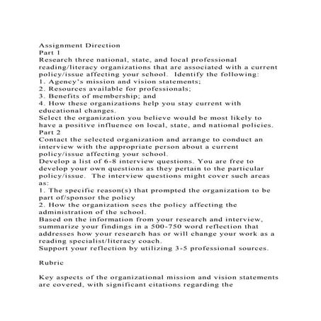 Assignment DirectionPart 1Research three national, state, and .docx