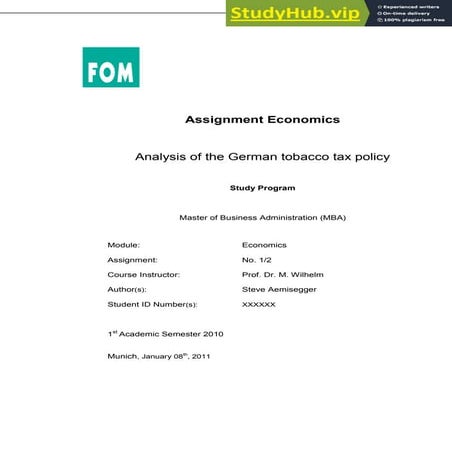 Assignment EconomicsExecutive Summary | PDF