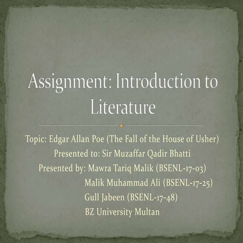 The Fall of House of Usher | PPTX | Poetry | Books and Literature