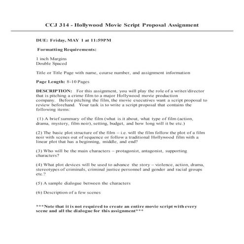 Film Script Proposal Assignment | PDF