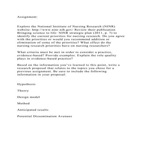 AssignmentExplore the National Institute of Nursing Research .docx