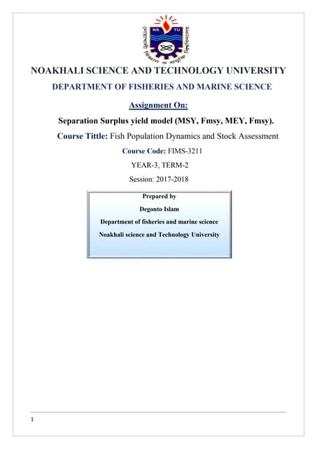 Surplus Production Model.pptx | Agriculture | Industries