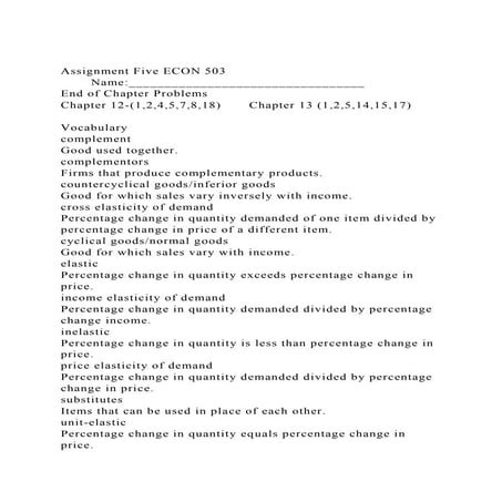 Assignment Five ECON 503 Name_________________________________.docx