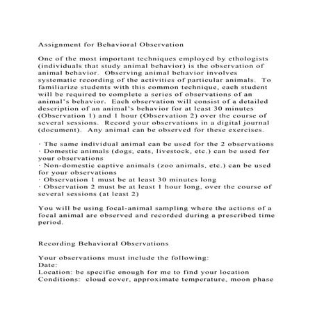 Assignment for Behavioral Observation One of the most importan.docx