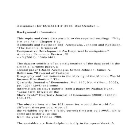 Assignment for ECO321H1F 2018. Due October 1. Background .docx