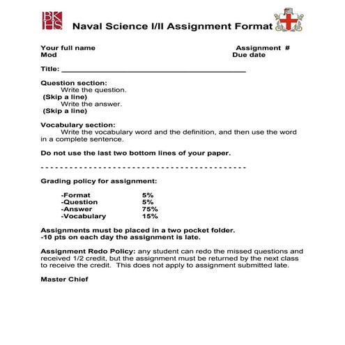 Assignment format | PDF