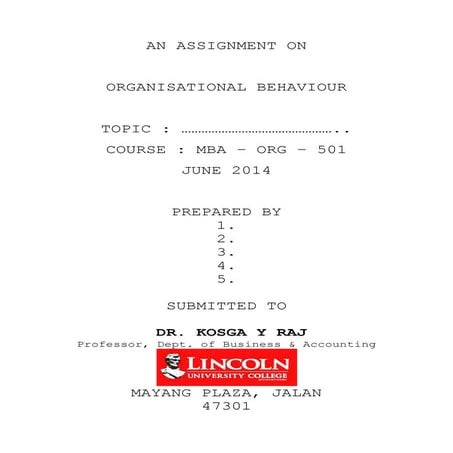 Assignment format mba ob (1) | DOCX | Business | Business and Finance