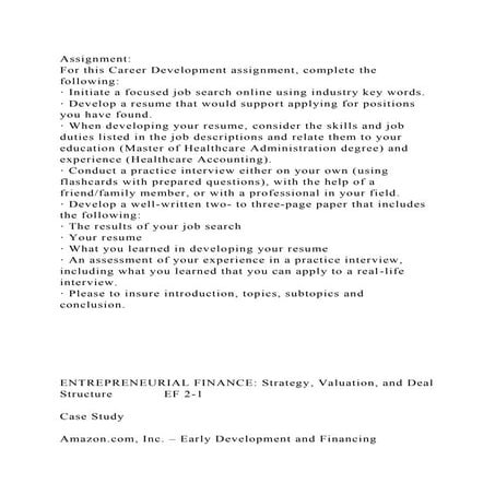 AssignmentFor this Career Development assignment, complete the fo.docx