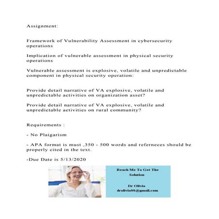 Assignment Framework of Vulnerability Assessment in cybersecu | DOCX
