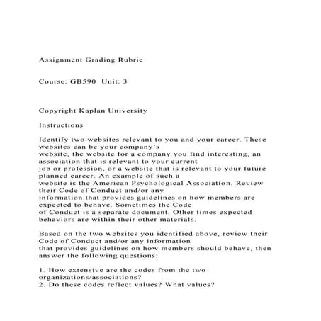 Assignment Grading Rubric Course GB590 Unit 3 .docx