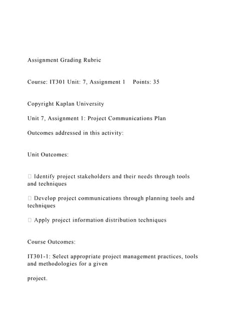 Assignment Grading Rubric Course It301 Unit 7 Assign Docx