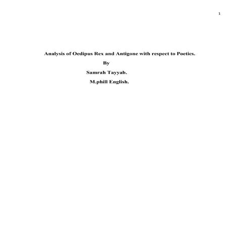 analysis of antigone and oedipus rex with respect to poetics | PDF