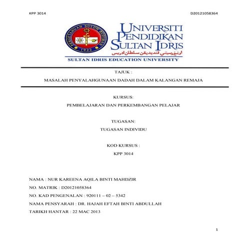 Assignment individu d20121058364 | PDF